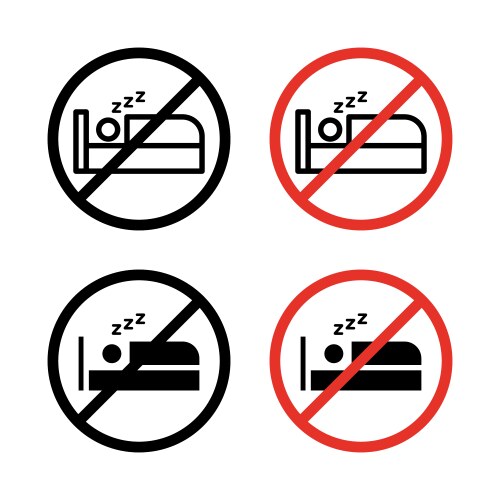 Sleepover ban sign icon set rest warning Vector Image