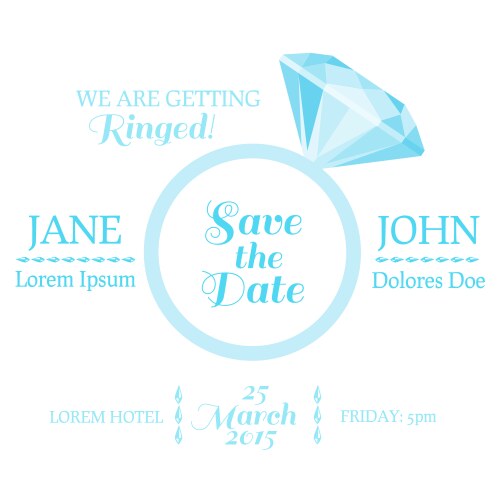 Wedding invitation card with diamond ring Vector Image