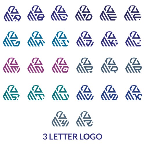 3 letter modern generic huge logo Royalty Free Vector Image