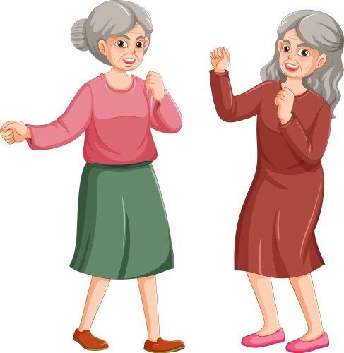 Dancing old lady cartoon Vector Images & Graphics for Commercial Use ...