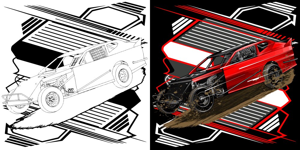 Black drag racing car with red strip Royalty Free Vector