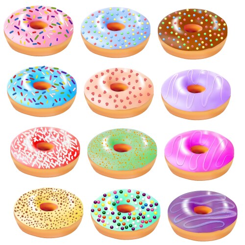 Cartoon set of donuts hand Royalty Free Vector Image