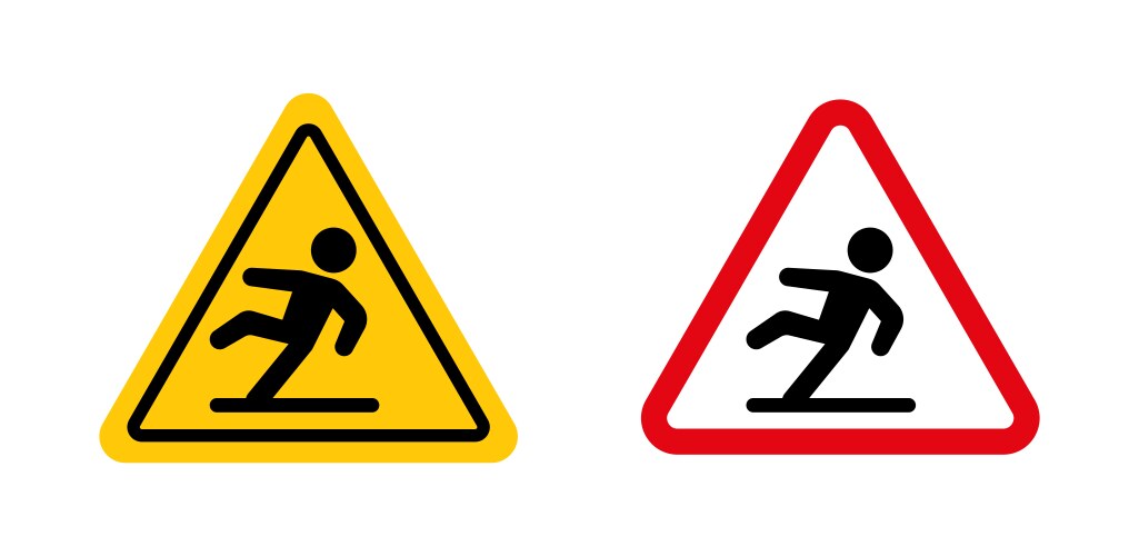 Slip warning sign icon set alert for slippery Vector Image