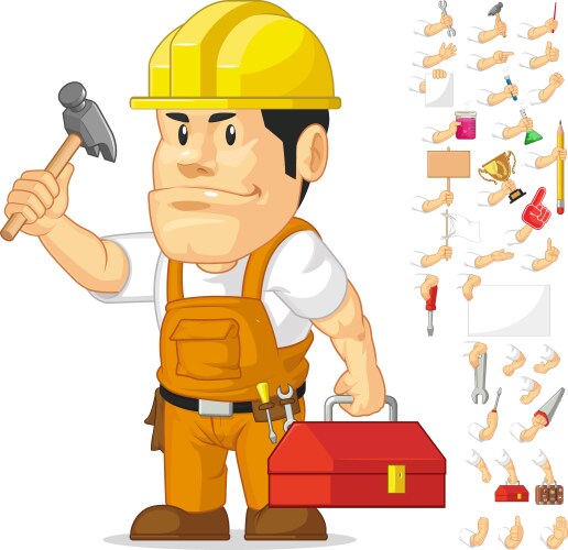 Cartoon construction worker Royalty Free Vector Image