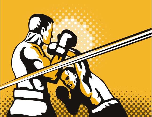 Boxer celebrating knockout with prizefighter Vector Image