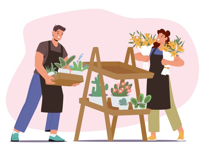 Florist characters create and arrange floral Vector Image