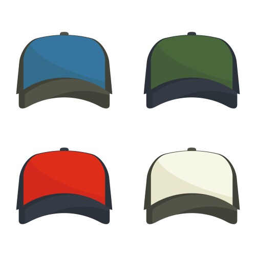 Set of baseball caps front back and side view Vector Image