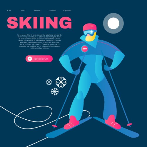 A smiling man skiing skier Royalty Free Vector Image