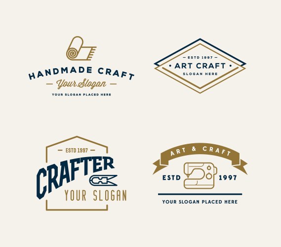 Handmade line vintage logo set Royalty Free Vector Image