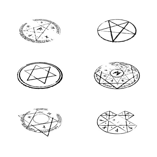 Witchcraft circular symbols magical spell circle Vector Image