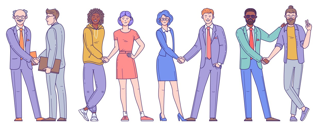 Diverse business people shake hands Royalty Free Vector