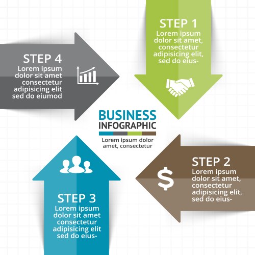 Four arrows infographic chart scheme diagram Vector Image