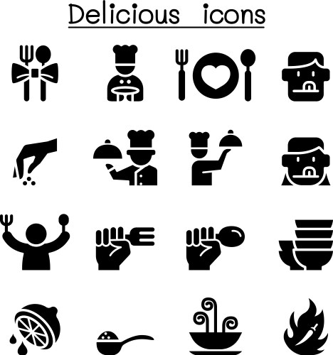 Food icon set on white background Royalty Free Vector Image