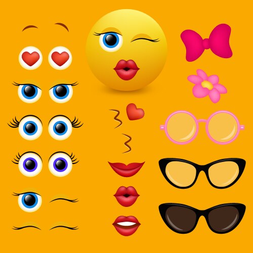 Humorous emoji set emoticon face collection Vector Image
