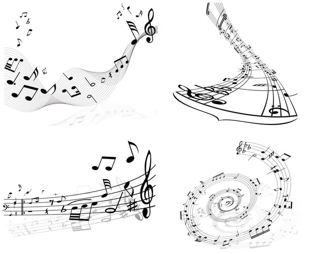 Abstract music staves with notes Royalty Free Vector Image