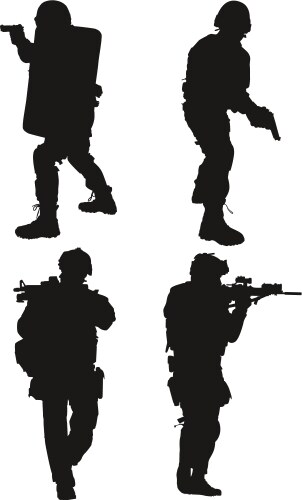 Swat special weapons and tactics icons stickman Vector Image