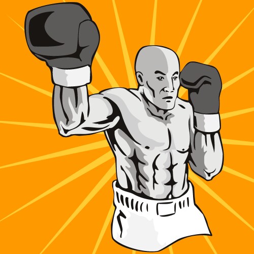 Boxer celebrating knockout with prizefighter Vector Image