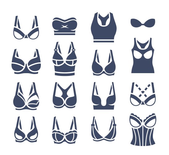 Retro bra icons and symbols Royalty Free Vector Image