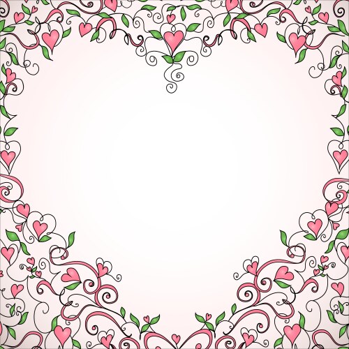 Cute heart shaped frame with hearts template Vector Image