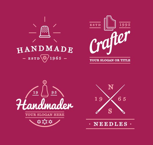 Handmade crafts logo badge design Royalty Free Vector Image