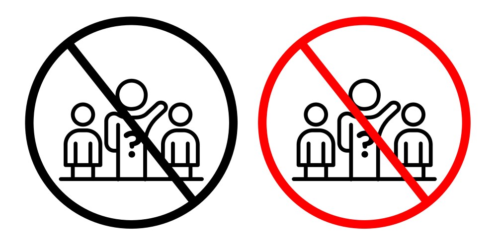 Please do not ask sign icon set inquiry Royalty Free Vector