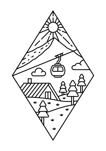 Beautiful nature line art Royalty Free Vector Image