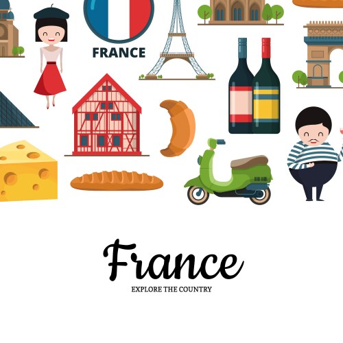 France icons set Royalty Free Vector Image - VectorStock