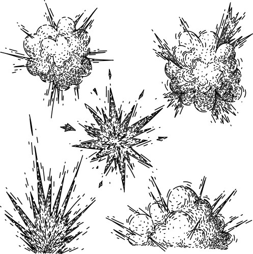 Explode bomb sketch hand drawn Royalty Free Vector Image