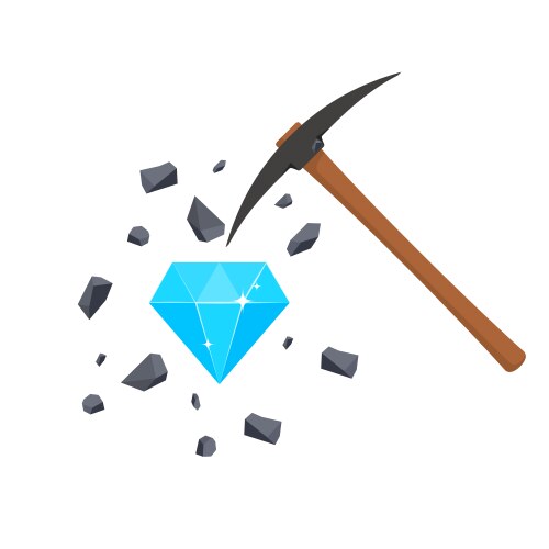 Linear icon old pickaxe for resource extraction Vector Image