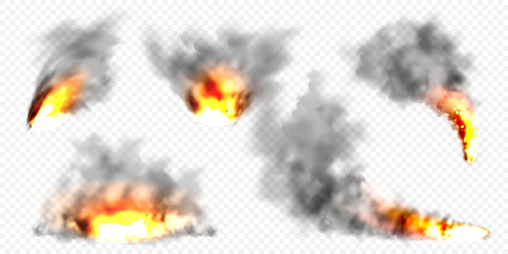 Realistic smoke clouds and fire flame blast Vector Image
