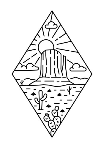 Beautiful nature line art Royalty Free Vector Image