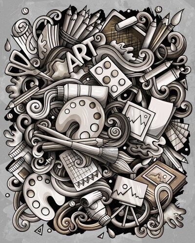 Cartoon doodles art and design Royalty Free Vector Image