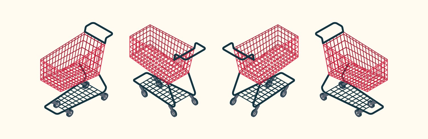 Empty red colored pushcart or shopping cart Vector Image