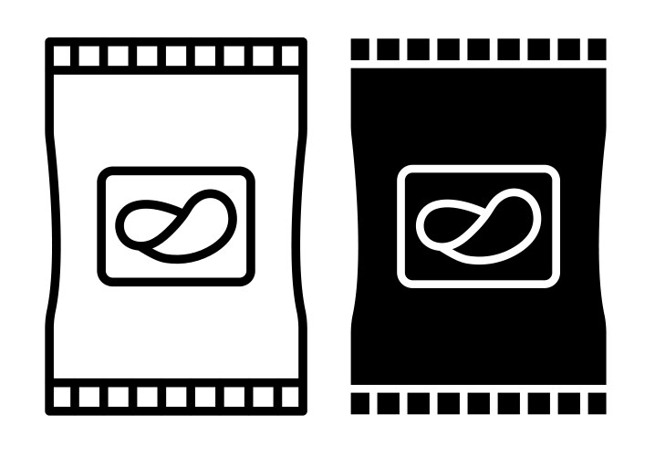 Chips packet icon set snack potato bag Royalty Free Vector