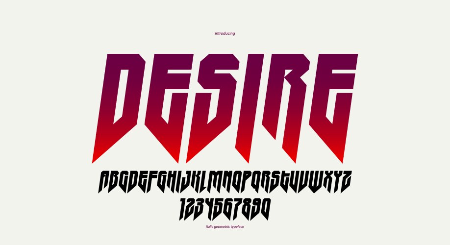 Sharp and bold display italic font for logo Vector Image