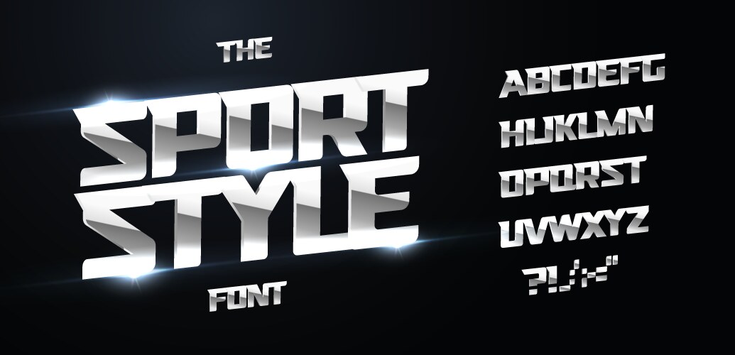Sport font with chrome texture trendy letters Vector Image