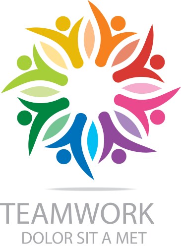 Teamwork hi unity people logo design Royalty Free Vector