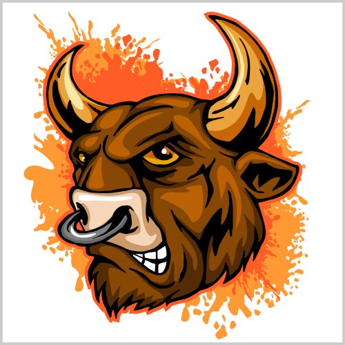 Cartoon of head bison mascot Royalty Free Vector Image