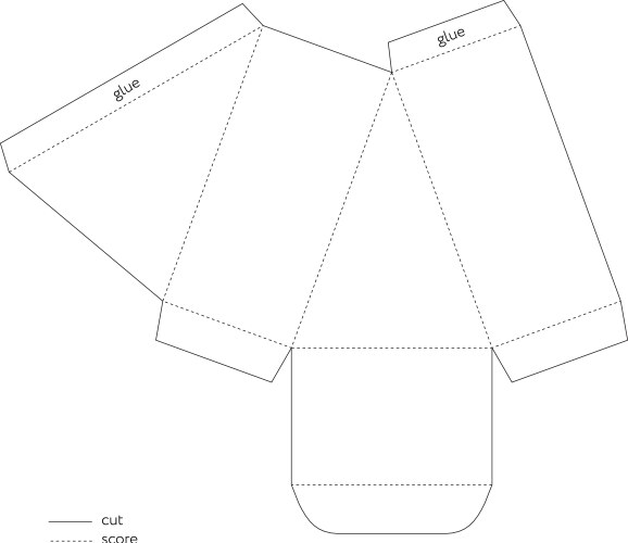 Cake slice box cutout template favor Royalty Free Vector