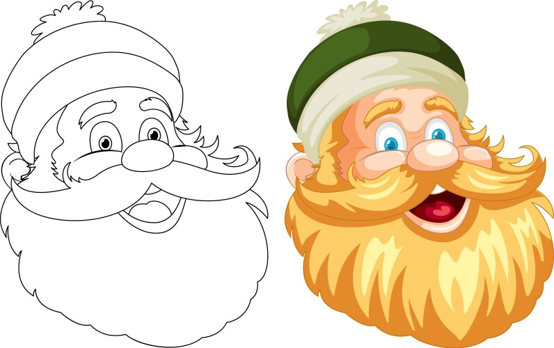 Black and white line art of santa claus Royalty Free Vector