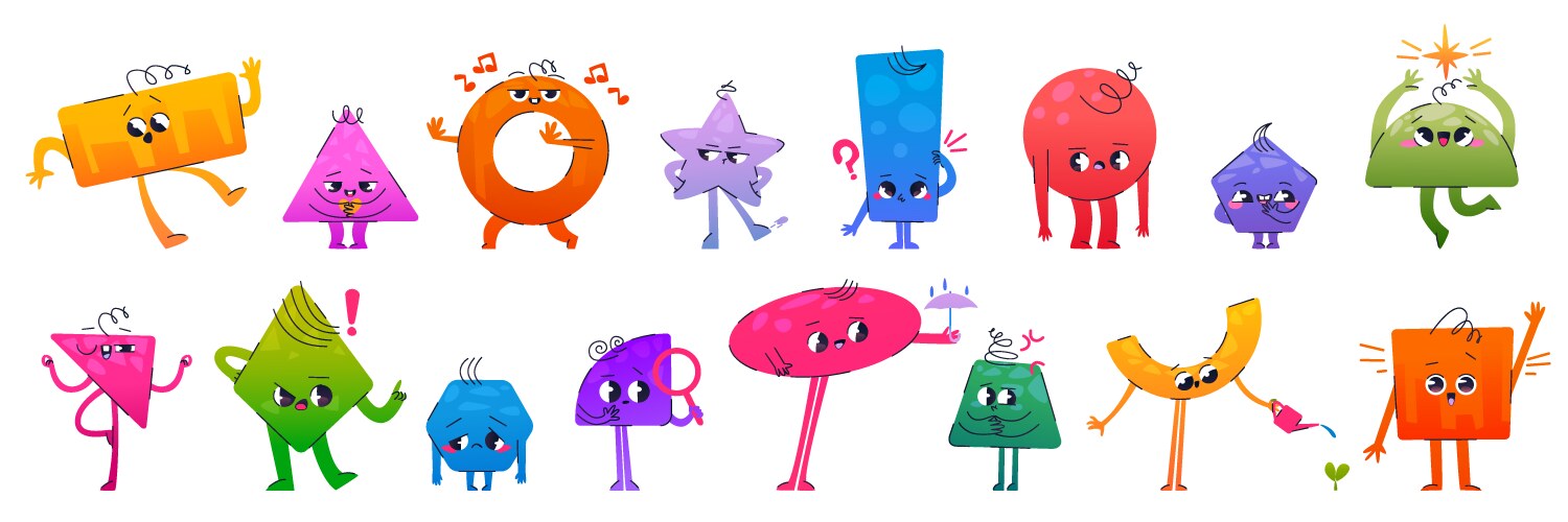 Oval comic shape geometric mascot for math school Vector Image