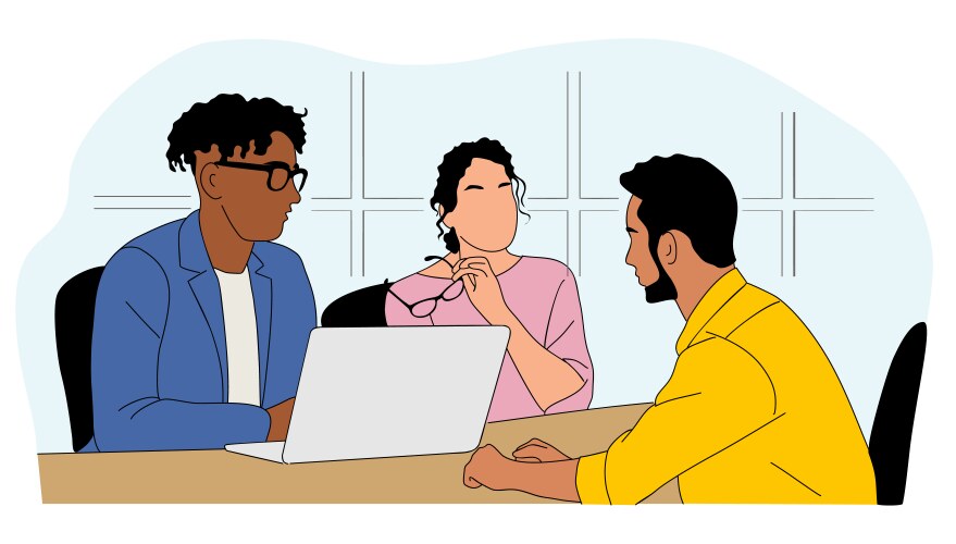 Job interview outline drawing isolated on white Vector Image