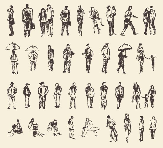 Sketch people avatars female and male portraits Vector Image