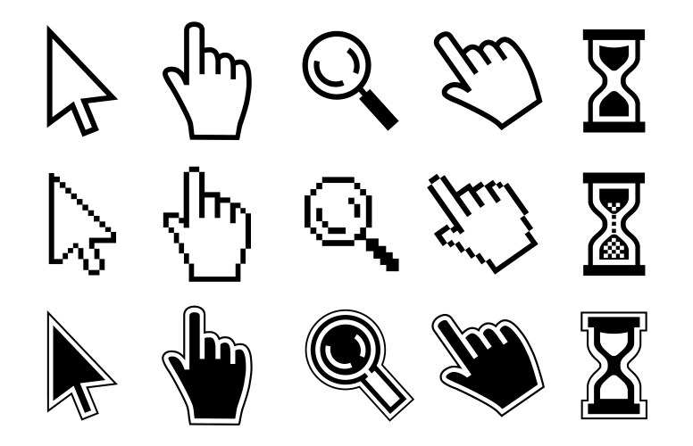 Click icon set Royalty Free Vector Image - VectorStock