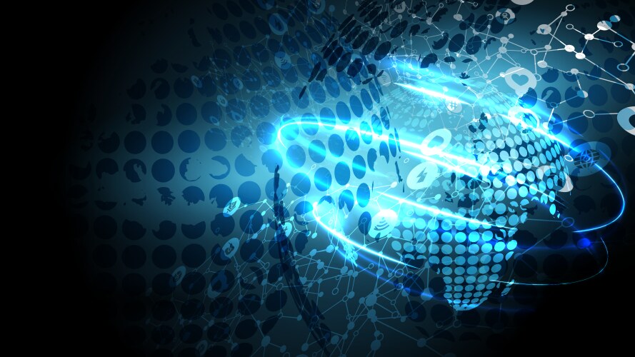 Blue abstract network background with globe Vector Image