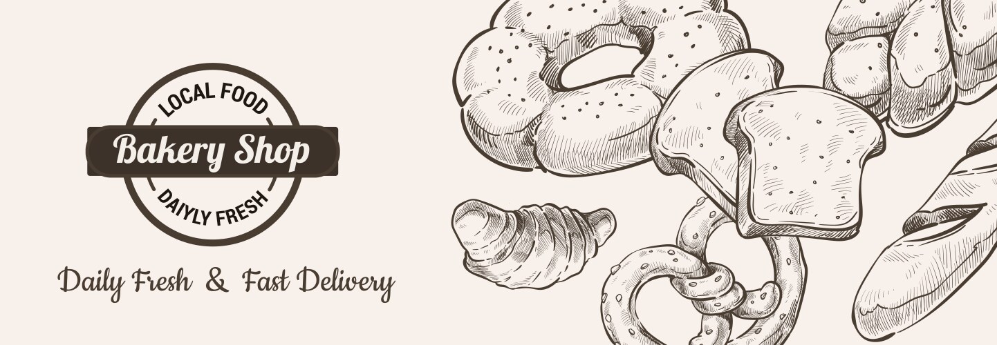Bakery food item bread baguette wheat Royalty Free Vector