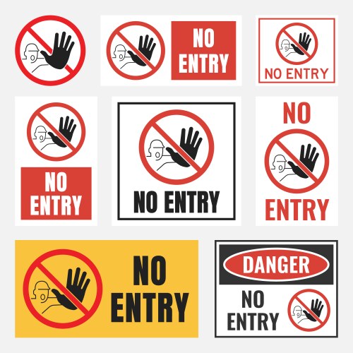 No entry sign set people allowed labels Royalty Free Vector