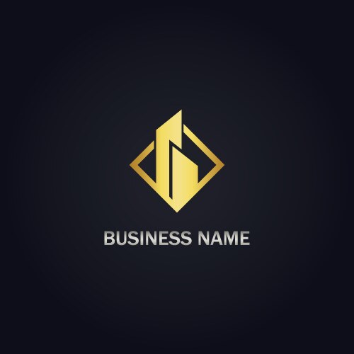 Gold building house logo Royalty Free Vector Image