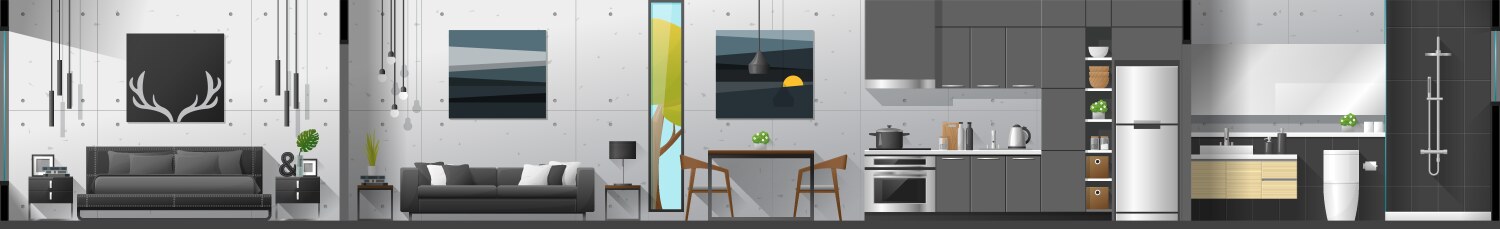 House interior section panorama Royalty Free Vector Image