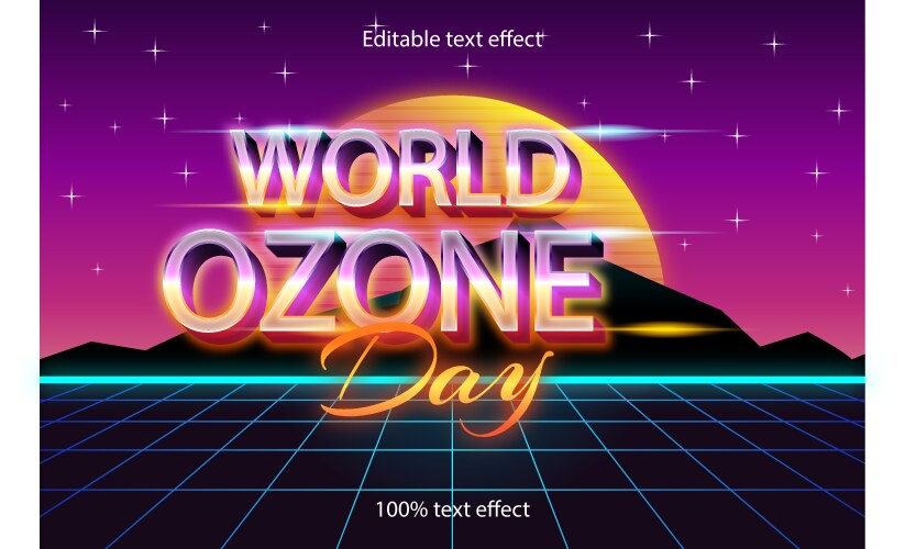 World ozone day editable text effect retro Vector Image
